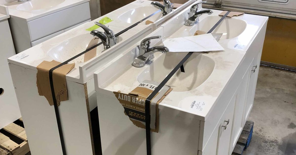 4 Vanity Cabinets with Sinks and Faucets #2 - MiBid Internet Auctions