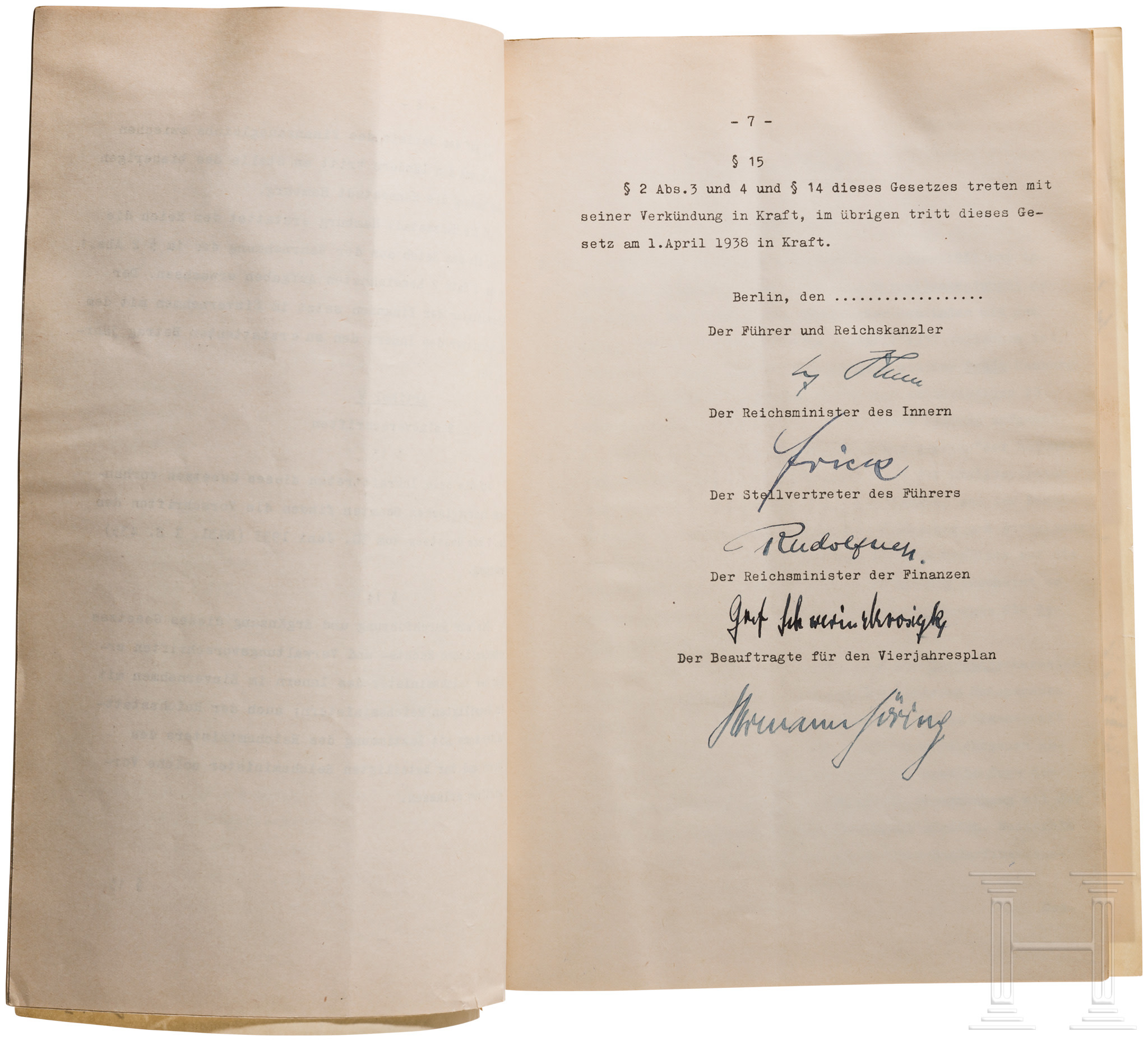 Adolf Hitler, Hermann Göring, Rudolf Hess - personal signatures on ...