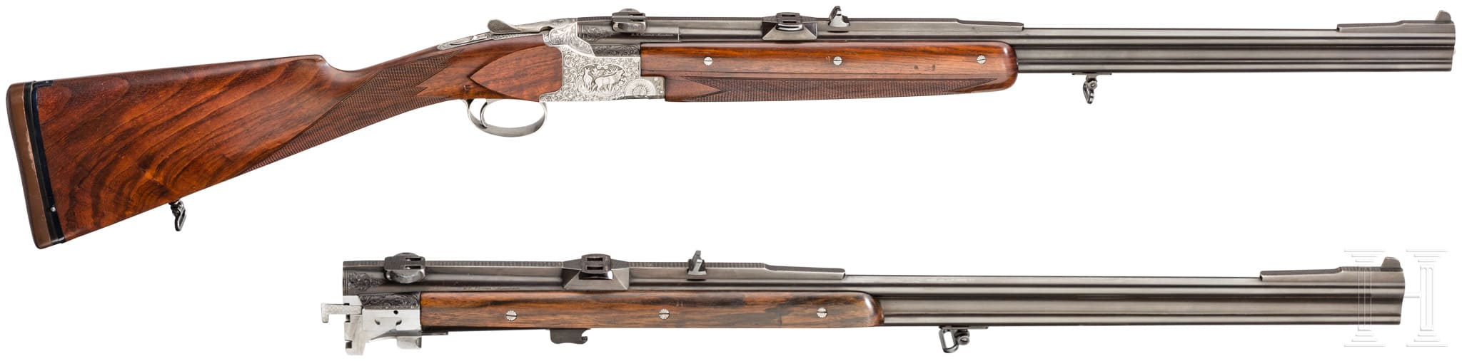 A cased O/U rifle FN Mod. Express with Hertel & Reuss scope and ...