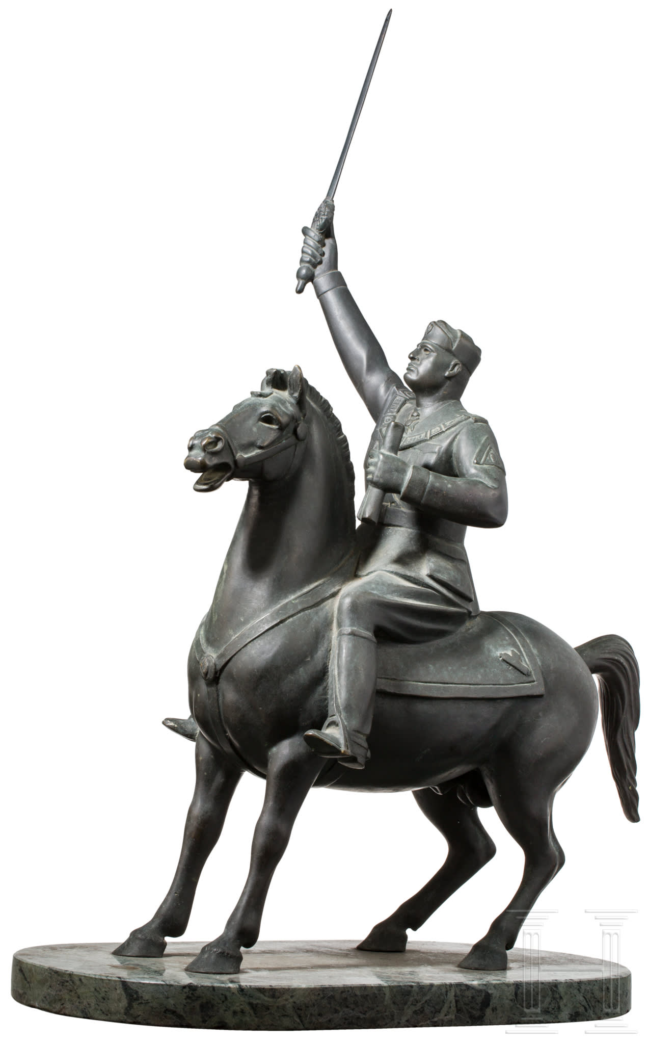 Benito Mussolini – an equestrian statue carrying the “Sword of Islam ...
