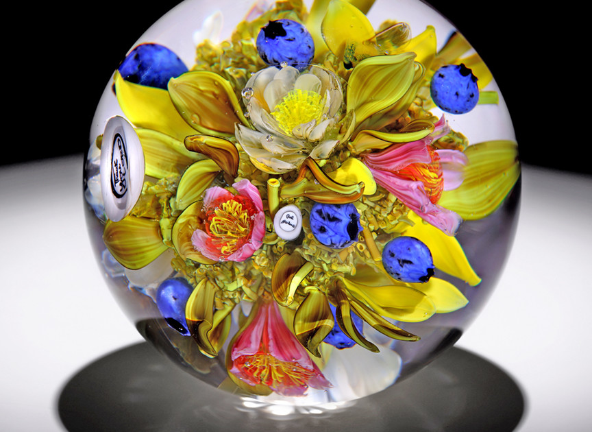 Paul J. Stankard "Pineland Bouquet with Blueberries, Ho ...