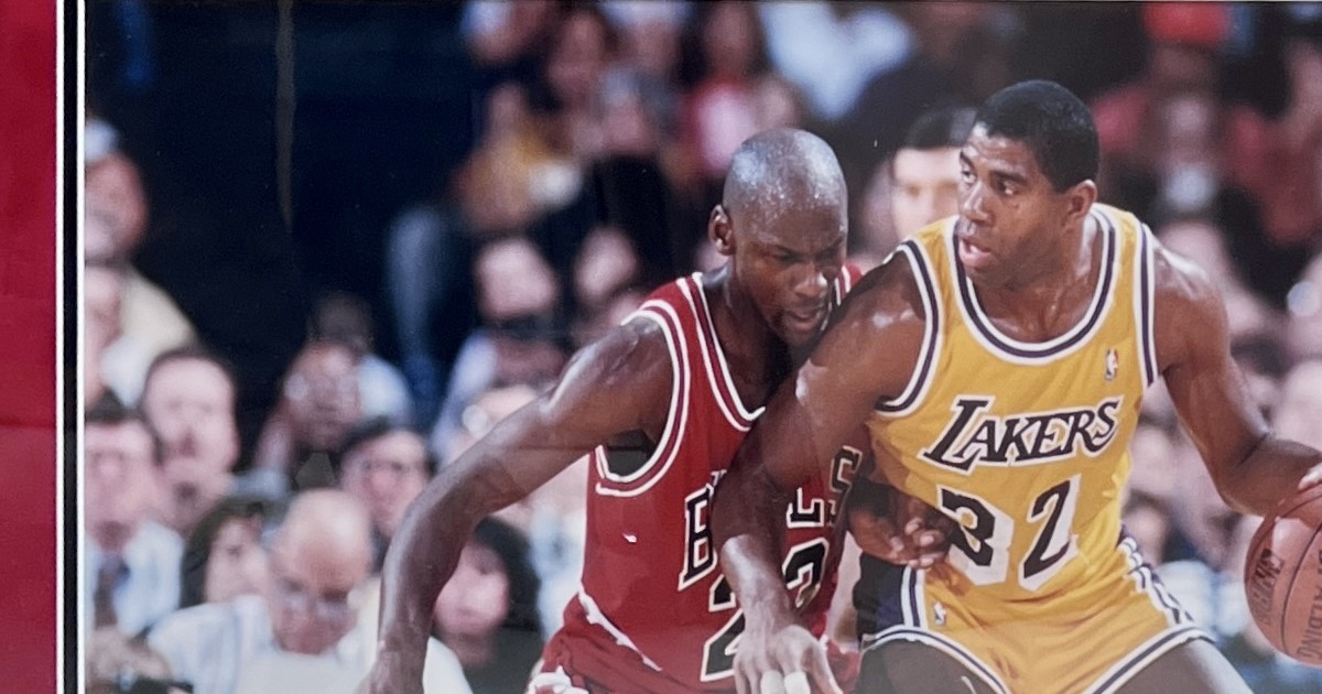 Michael Jordan and Magic Johnson Hand Signed 16x20 Masterpie ...