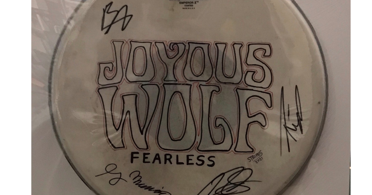 Joyous Wolf SIGNED Drum Head and Sticks | kampout21 | Bid No ...