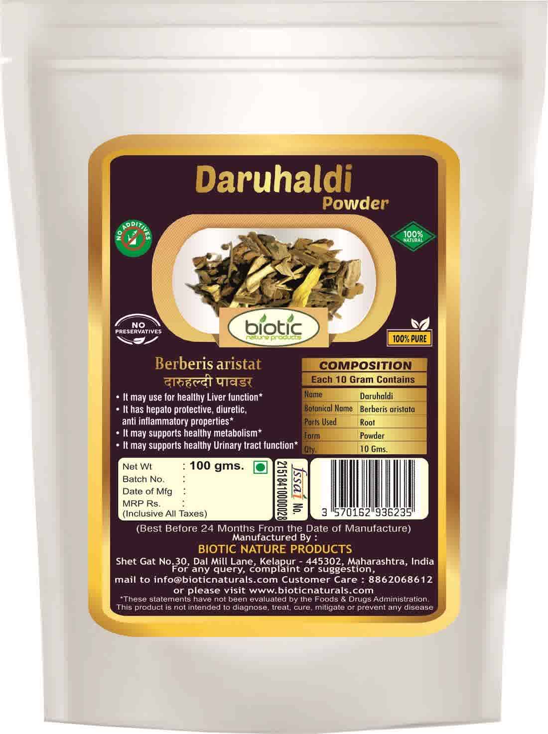 Buy Biotic Daruhaldi Powder Online | Ayurvedic Powder for jaundice and ...