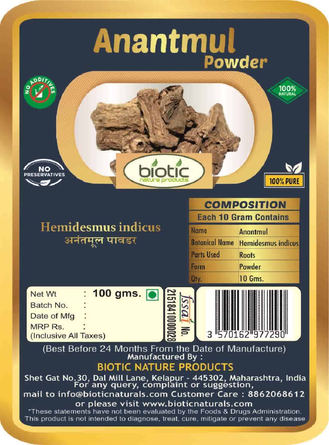 Buy Biotic Anantmul Powder | Anantmool Powder Online | Ayurvedic Powder ...