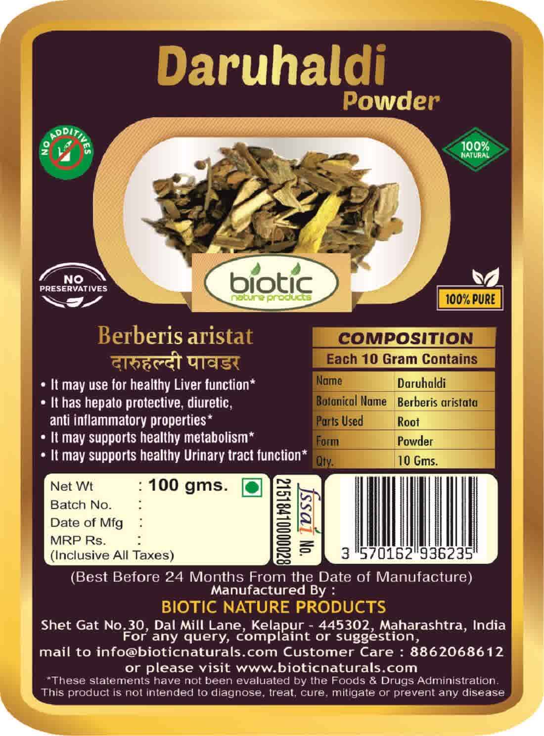 Buy Biotic Daruhaldi Powder Online | Ayurvedic Powder for jaundice and ...