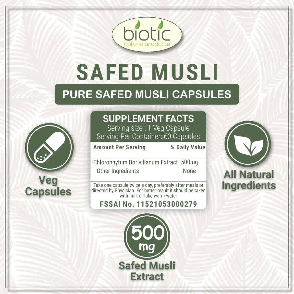 Safed Musli , Ashwagandha and Shatavari Extract Capsules | Biotic ...