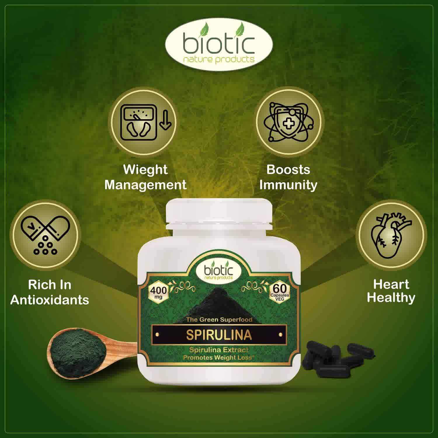 Spirulina Extract Capsules | Biotic Nature Products