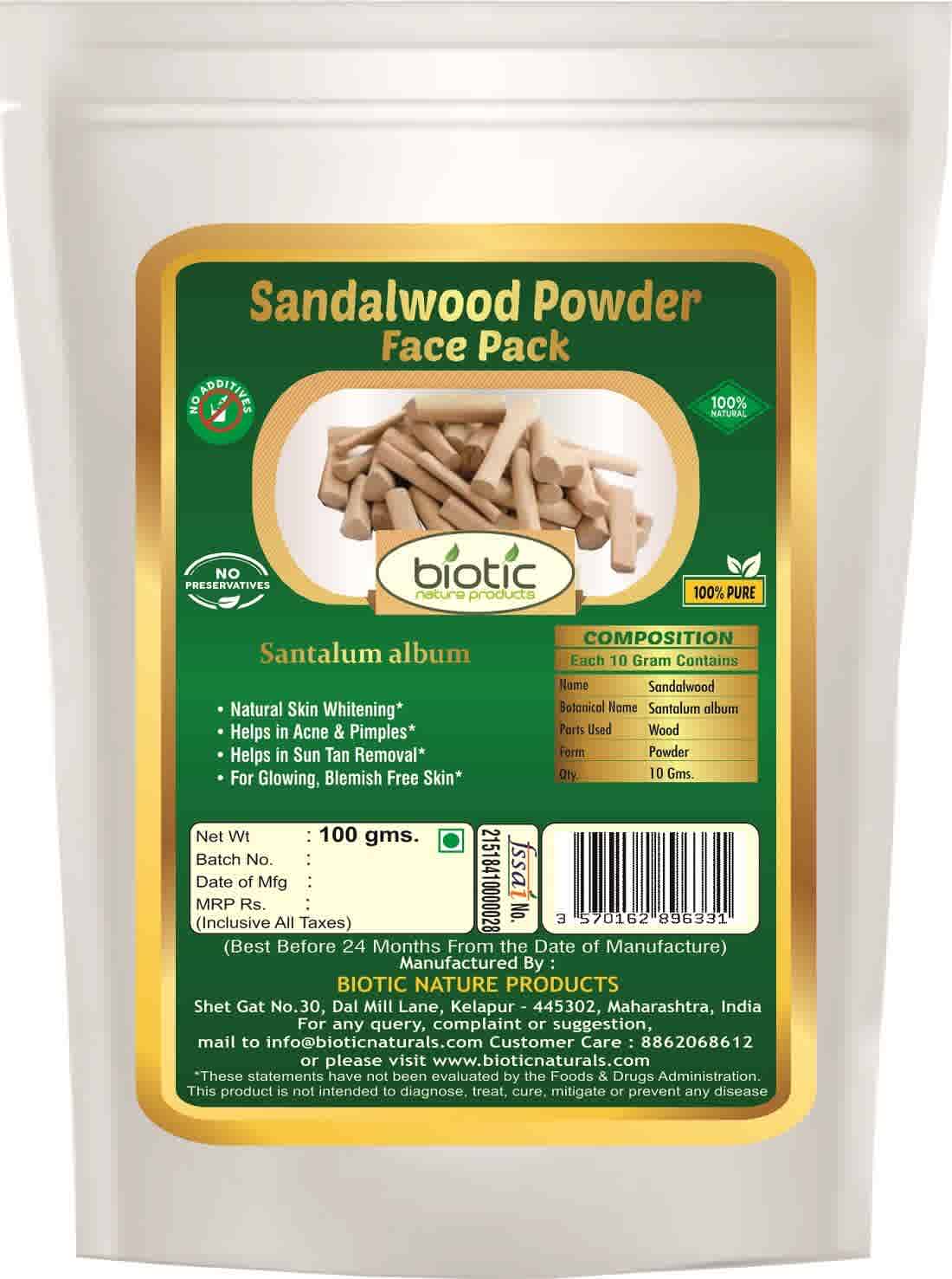 Sandalwood Powder - Chandan Powder - 100g | Biotic Nature Products