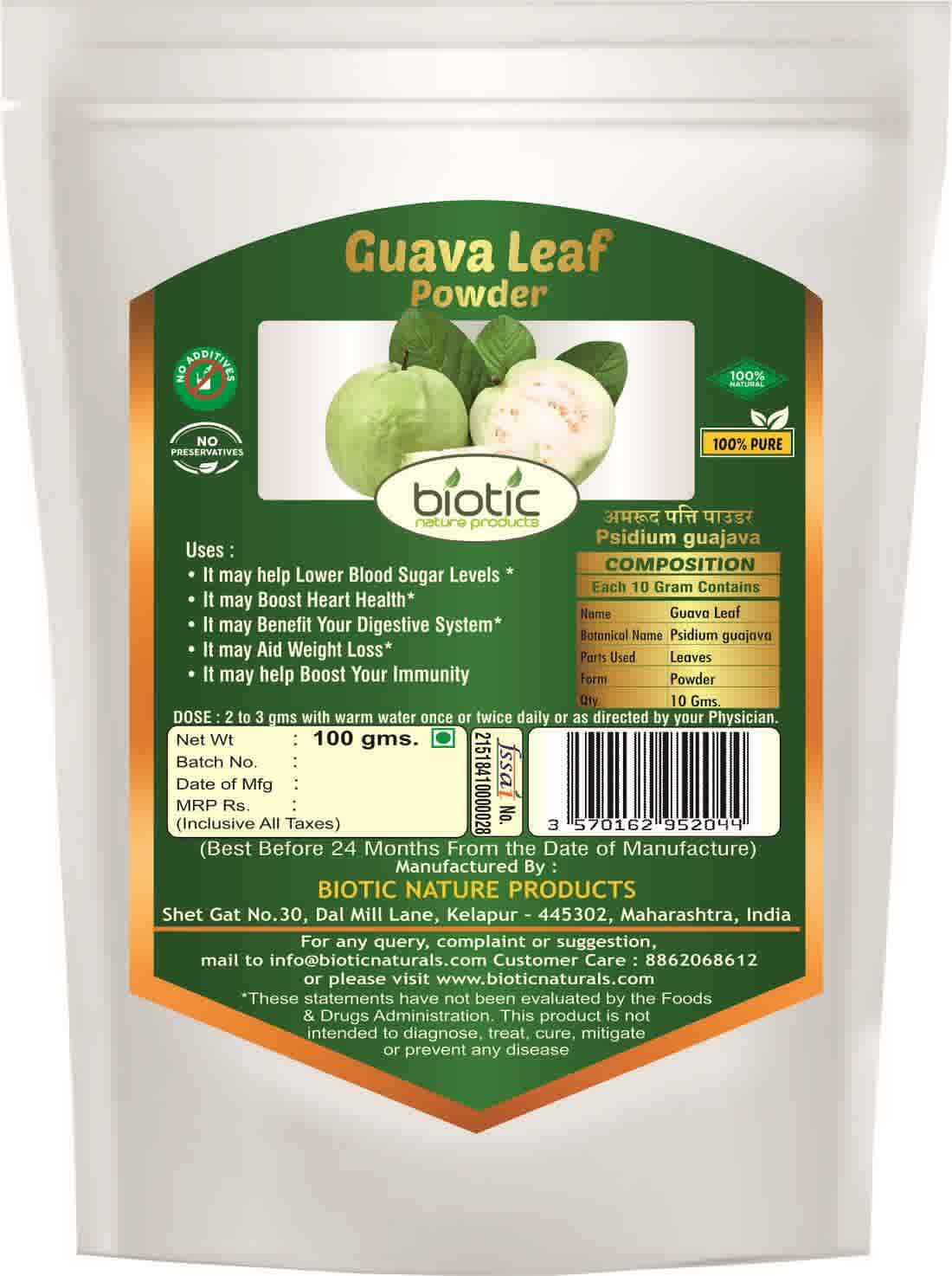 Guava Leaf Powder Amrud Leaf Powder Psidium Guajava Guava Leaves Powder Biotic Nature Products
