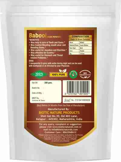 Buy Biotic Babool Bark Powder Online | 100% Natural Ayurvedic Powder ...