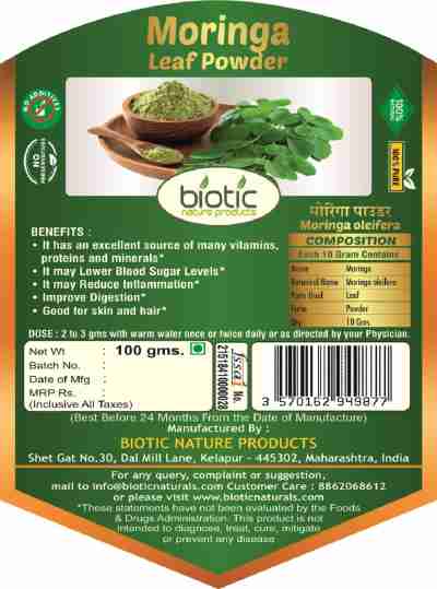 Buy Biotic Moringa Leaf Powder Online Best Price in India | Herbal ...
