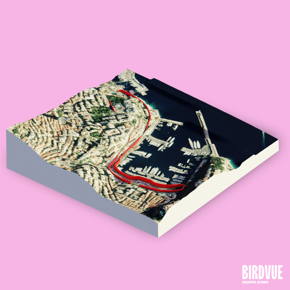 3D map of Walking or cycling the Monaco Formula 1 Grand Prix Circuit - Birdview