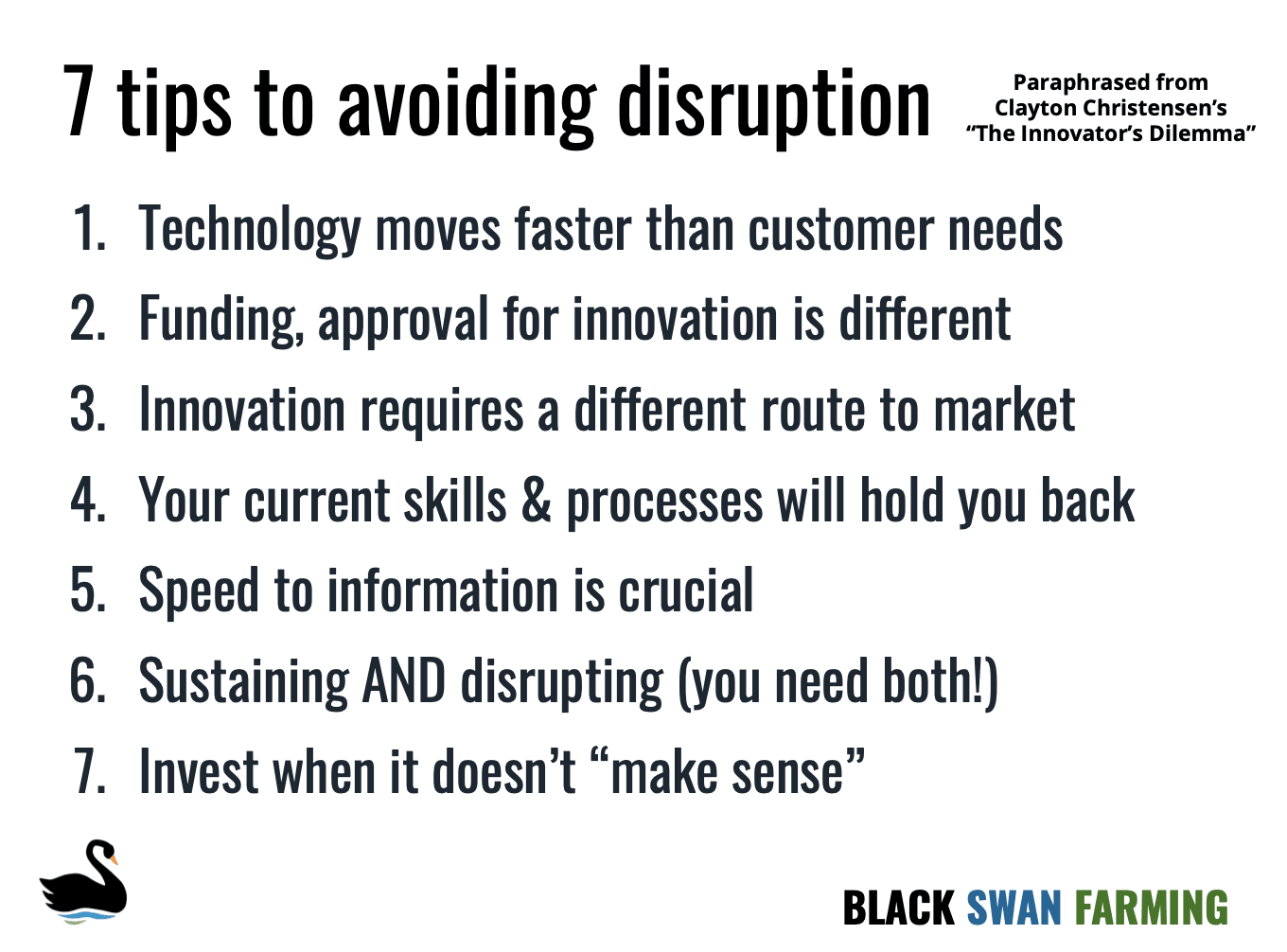 Avoiding Disruption – 7 key points | BLACK SWAN FARMING