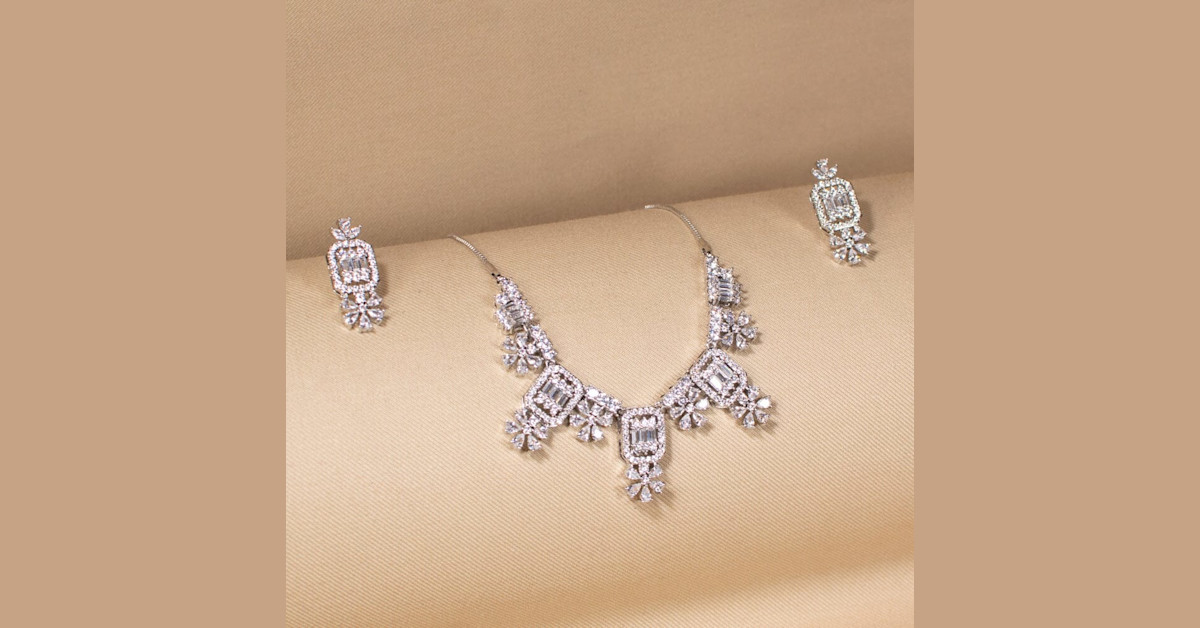 Diamond style necklace set - Gift for Wife - Crystal Flora Necklace Set ...