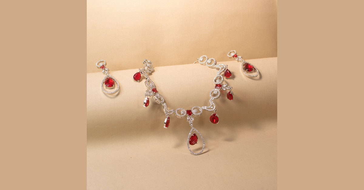 Raasha Necklace Set - Red – Blingvine