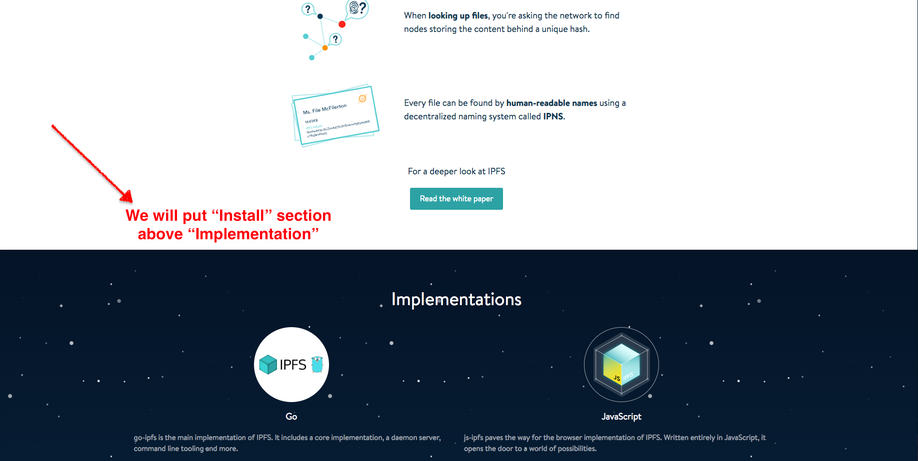 Combine “Install” and “Implementations” · Issue #293 · ipfs-inactive/website · GitHub