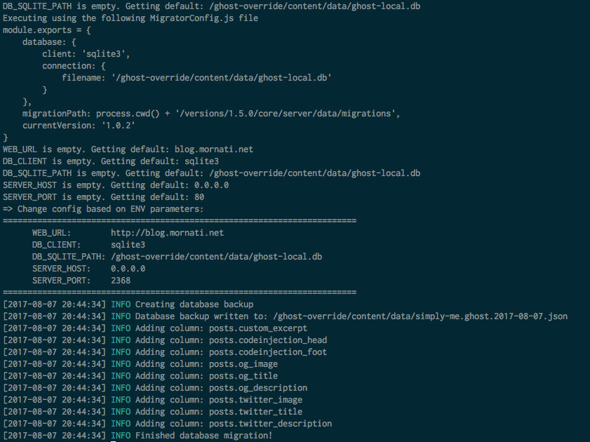 Docker Ghost Blog 1.5.0 released - New Migration feature