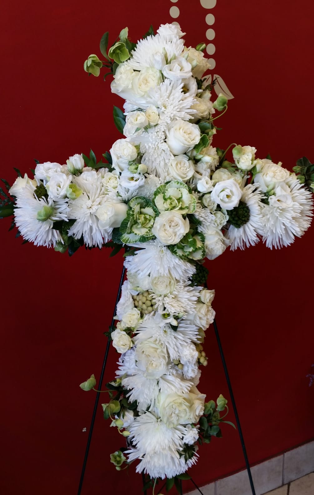 Garden Style White Sympathy Cross - Large by The Crimson Petal Inc.