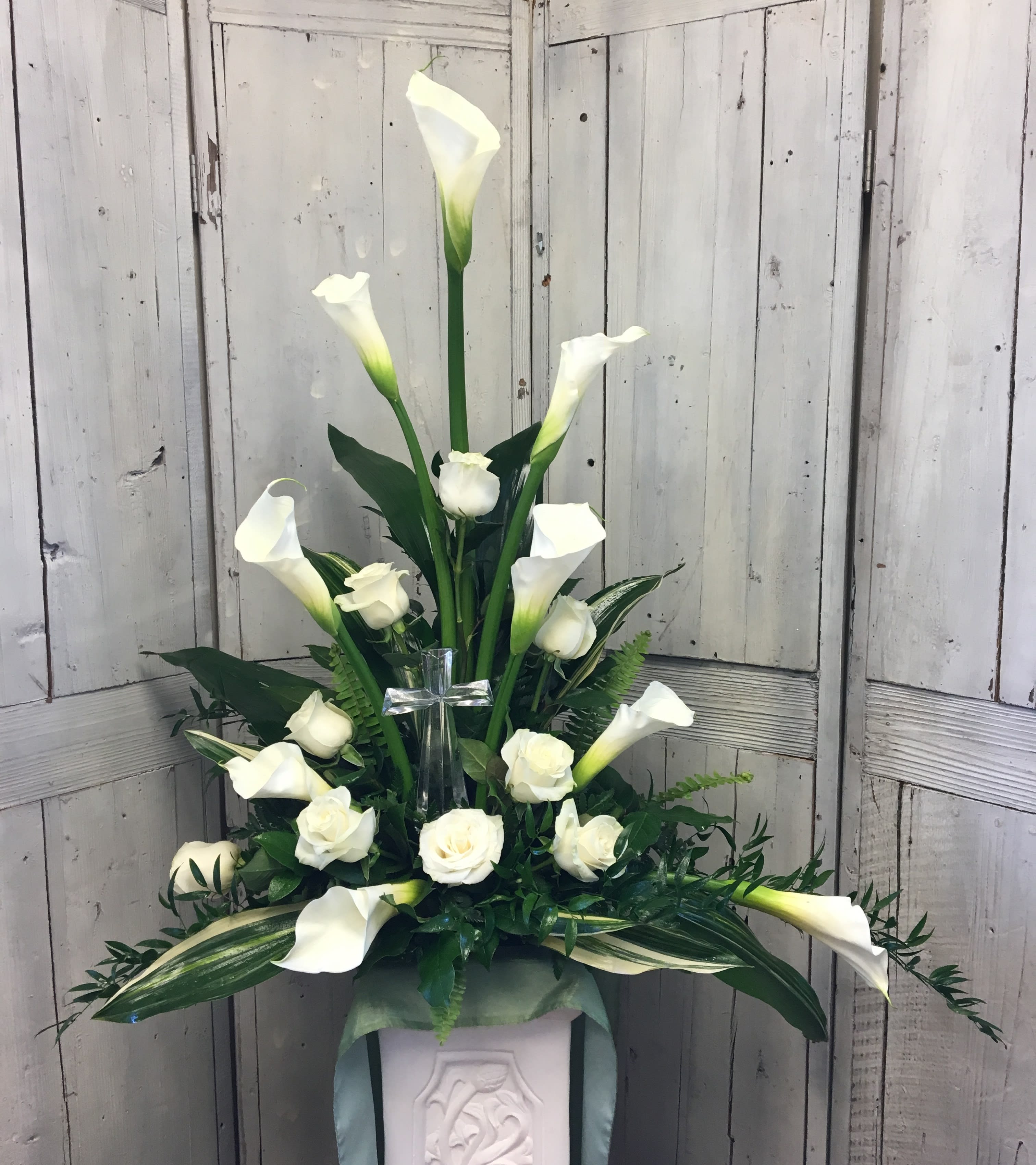Stately Lilies w/ Cross T217-1ACR in Waldorf, MD | Country Florist