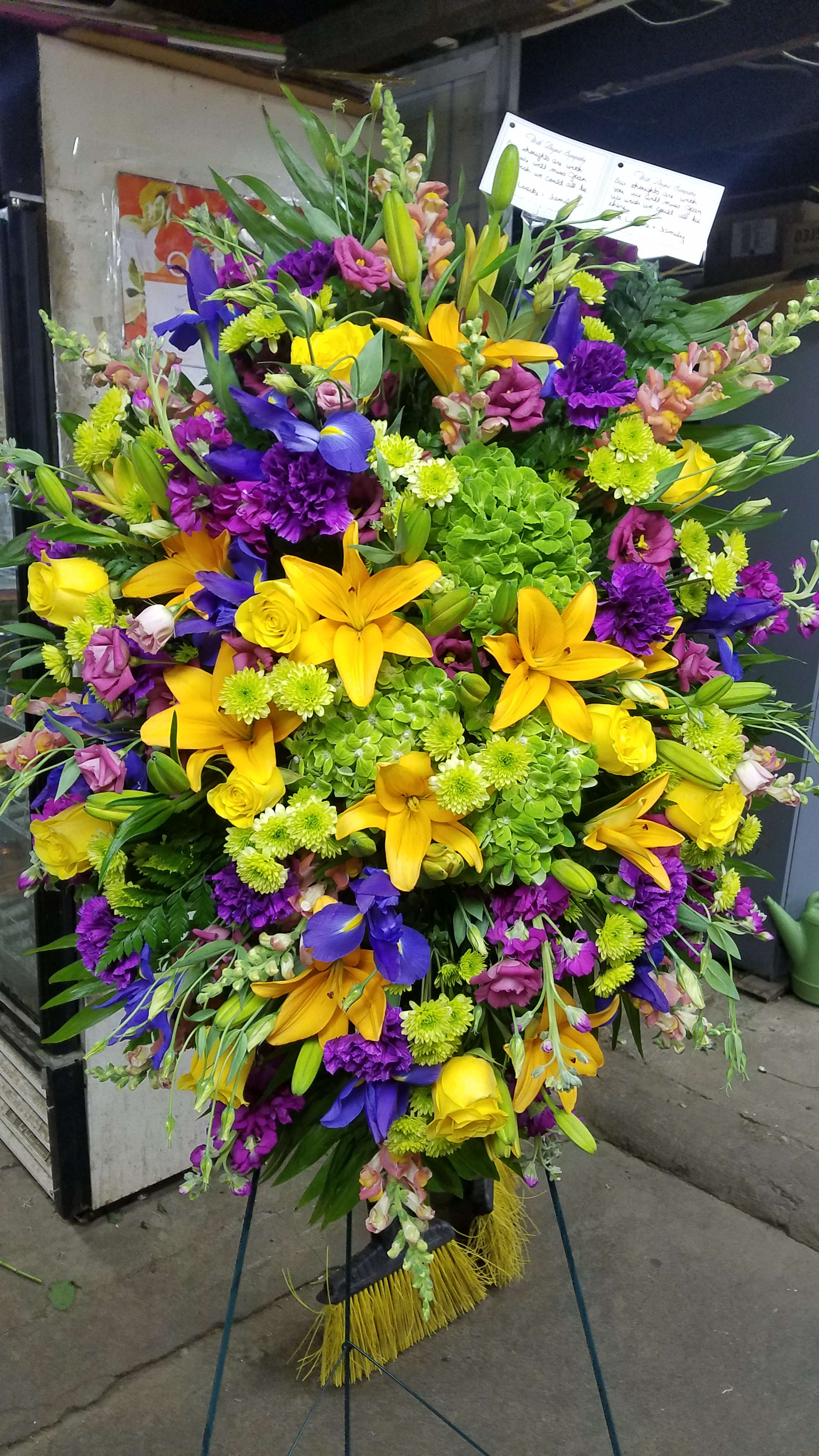 Bright Easel Spray in Cincinnati, OH | Osterbrock Florist