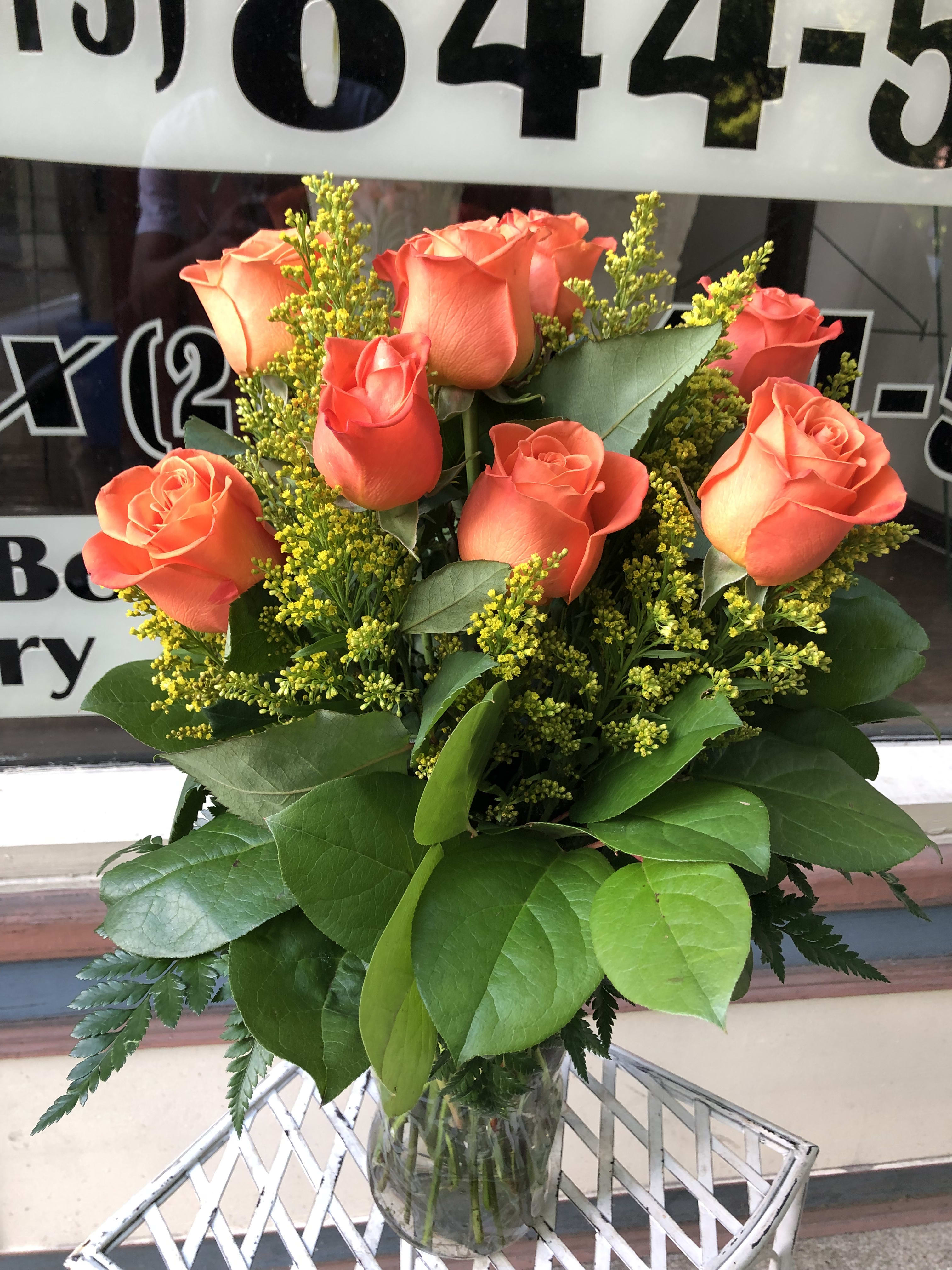 One dozen orange rose vase arrangent in Philadelphia, PA | Logan Floral ...