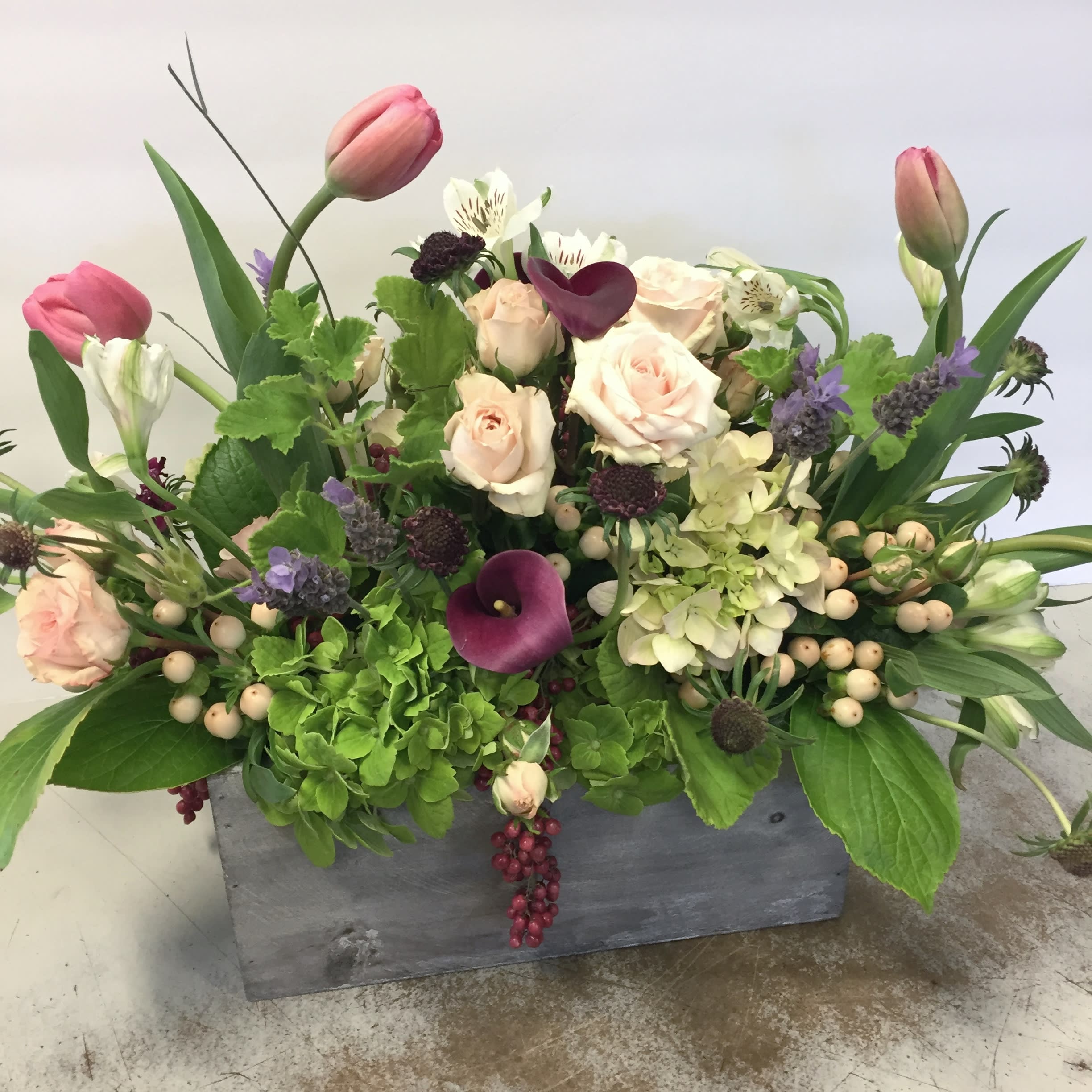 Rectangular Box of Garden Flowers in Concord, CA | Full Bloom