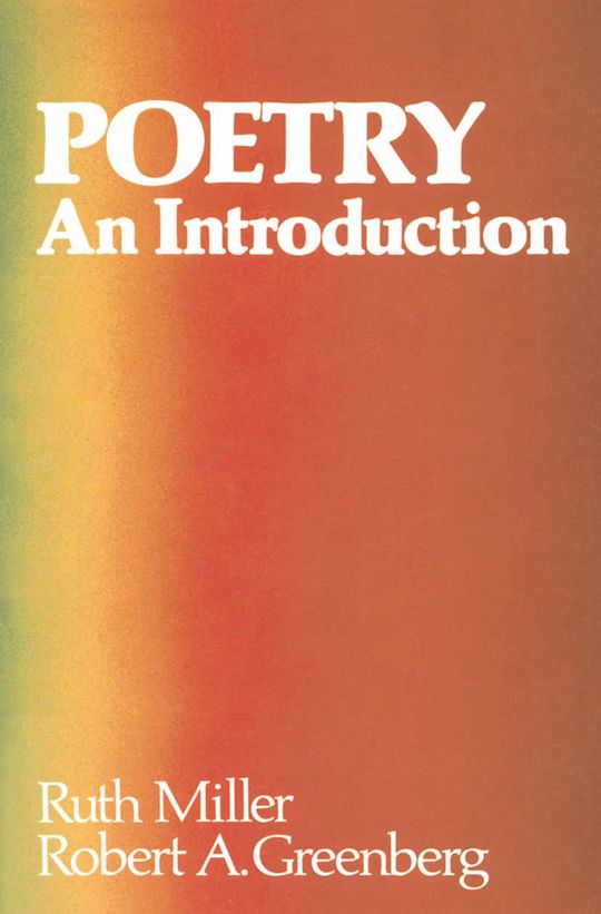 Poetry: An Introduction: An Introduction: Ruth Miller: Red Globe Press