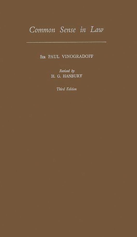 Common Sense in Law: : Praeger