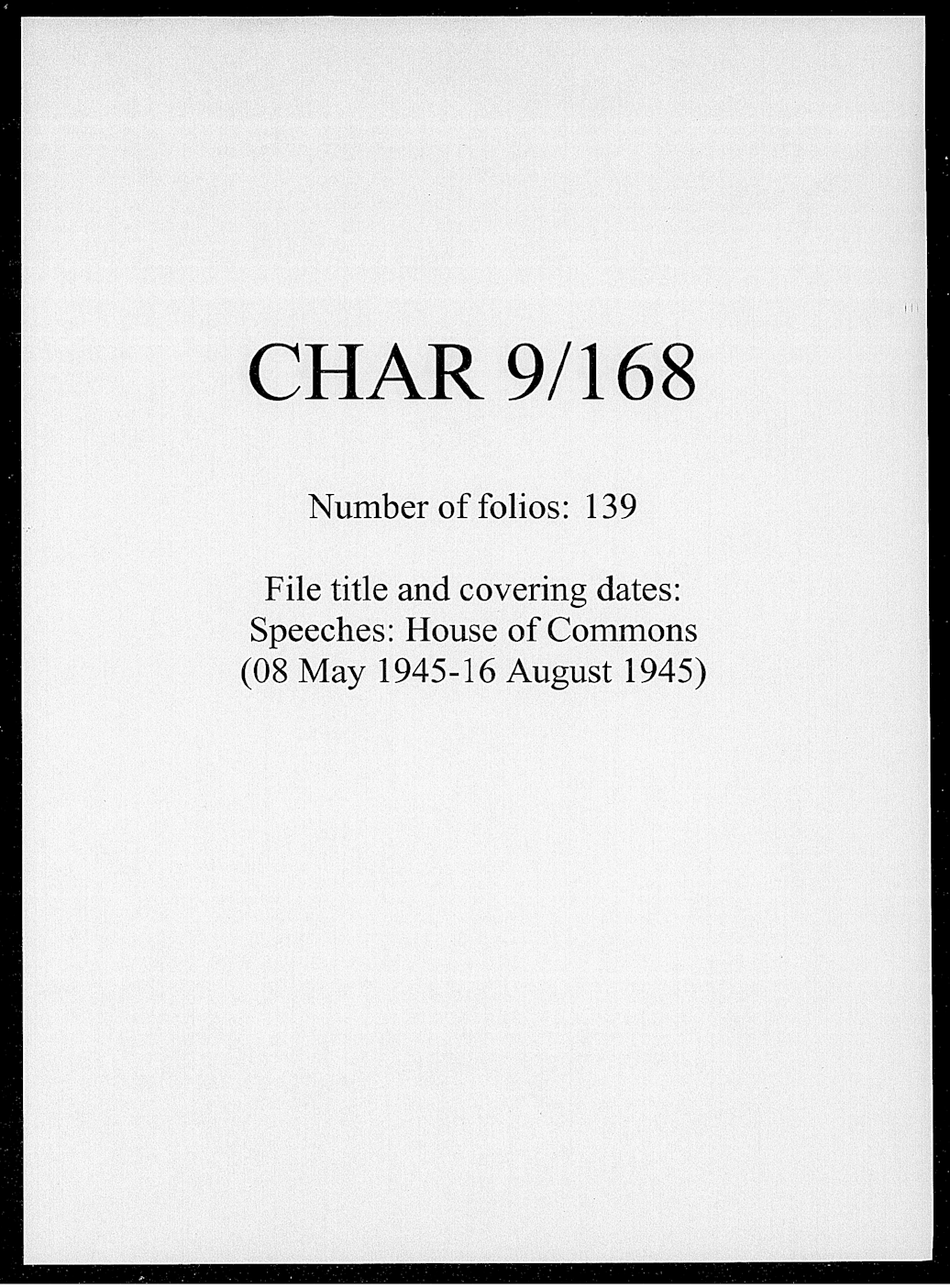 Churchill Archive Platform - CHAR 9/168