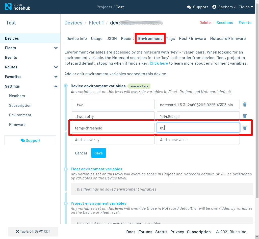 Understanding Environment Variables - Blues Wireless Developers
