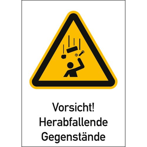 Warnhinweis als Kombischild ISO 7010 - herabfallende Gegenstände Warnhinweis als Kombischild ISO 7010 - herabfallende Gegenstände