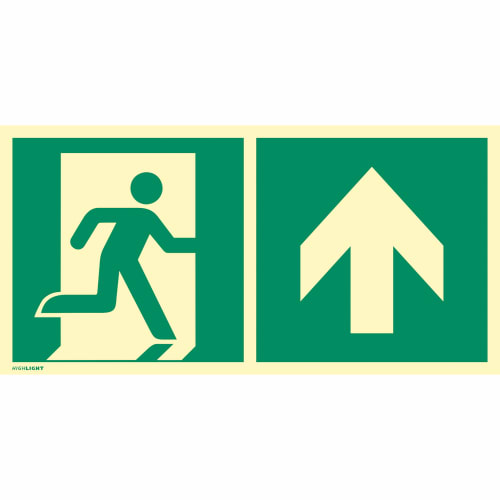 Kombischild Notausgang nach oben (Pfeil rechts) nach ISO 7010 (E 001 ...