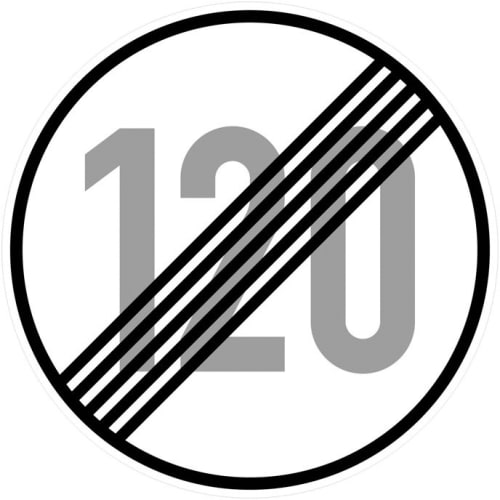 Verkehrsschild - Ende Höchstgeschwindigkeit 120 km/h (VZ Nr. 278-120)