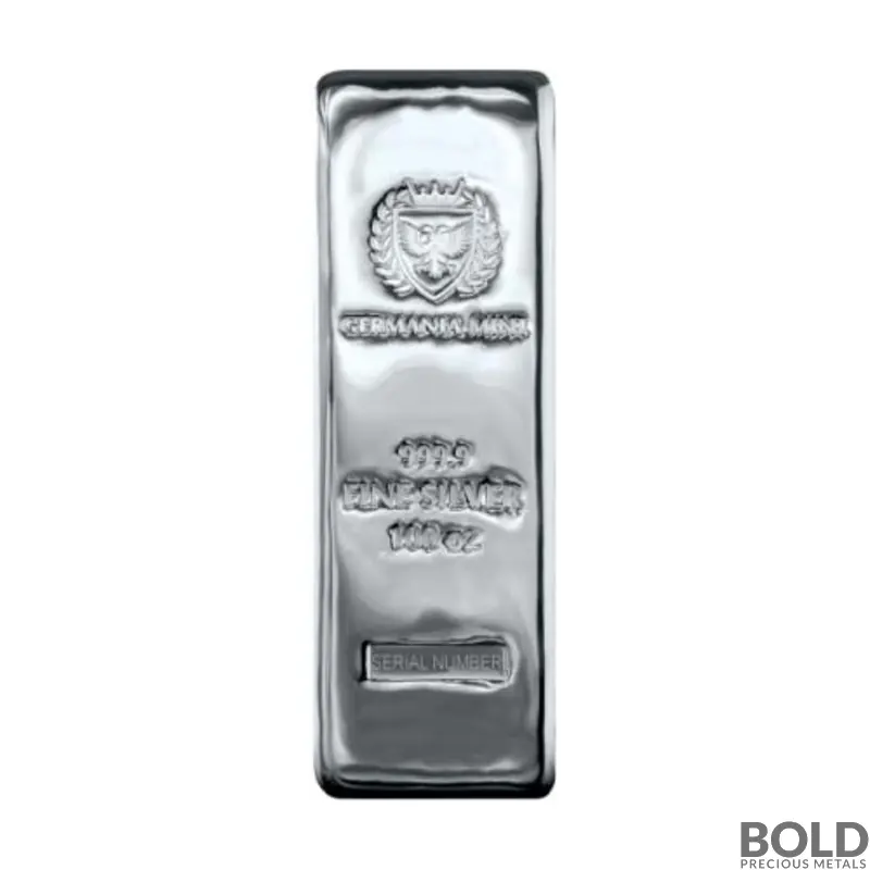 100 oz Germania Mint Silver Bar (Box of 10)