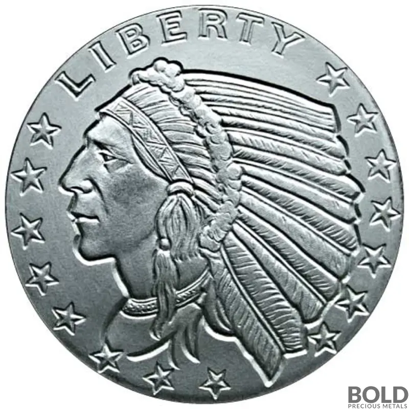 1 oz Incuse Indian Silver Round .999 Fine (Tube of 20)