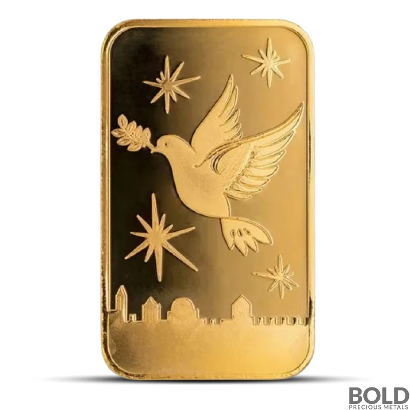 1 Gram Holy Land Mint Dove of Peace Gold Bar