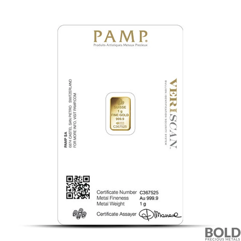 1 Gram PAMP Gold Bar 999.9 Fine - Box of 25