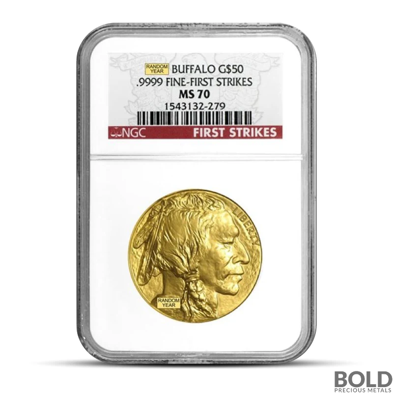 1 oz Buffalo MS70 Gold Coin (Random, PCGS or NGC)