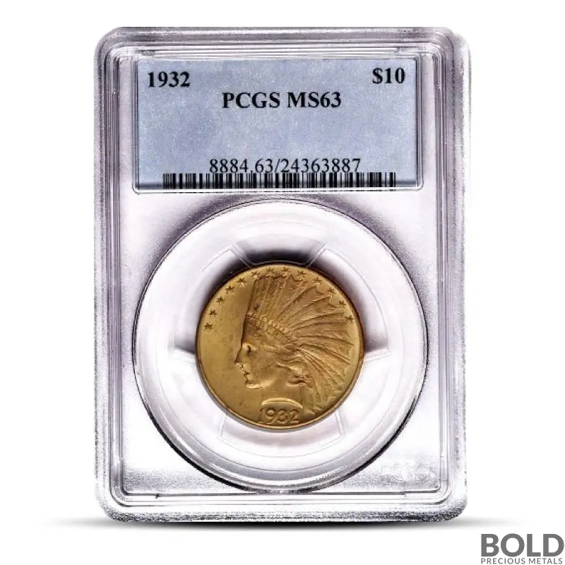 $10 Indian Gold Eagle Coin (MS63, NGC or PCGS)