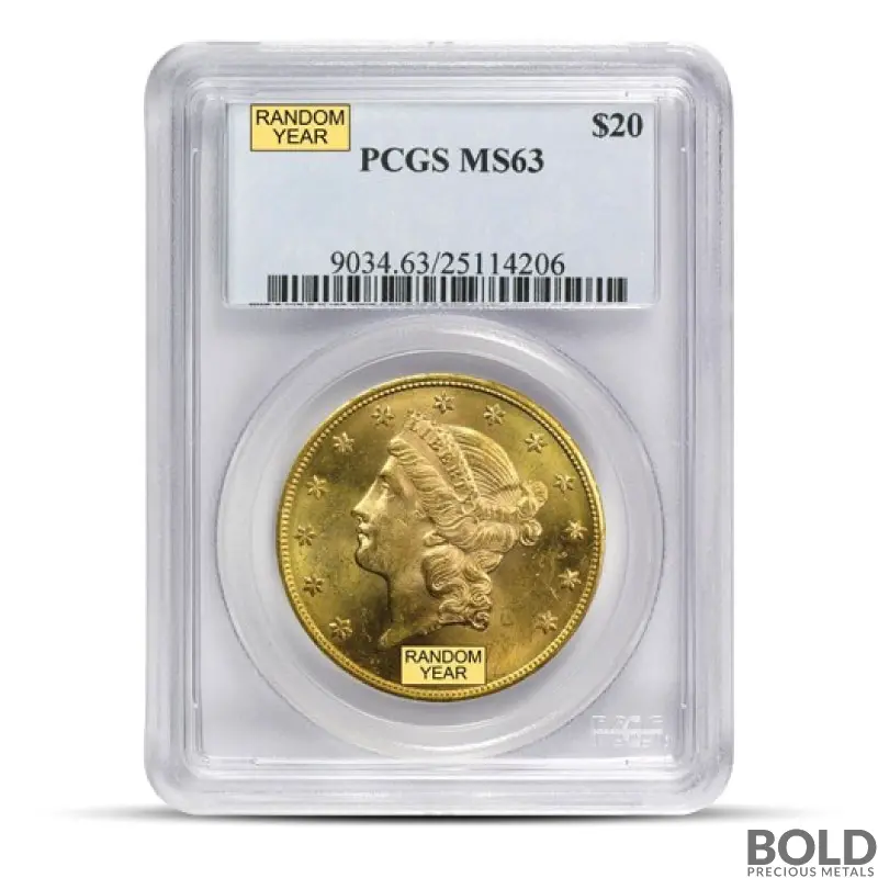 $20 Liberty Gold Double Eagle Coin (MS63, NGC or PCGS)