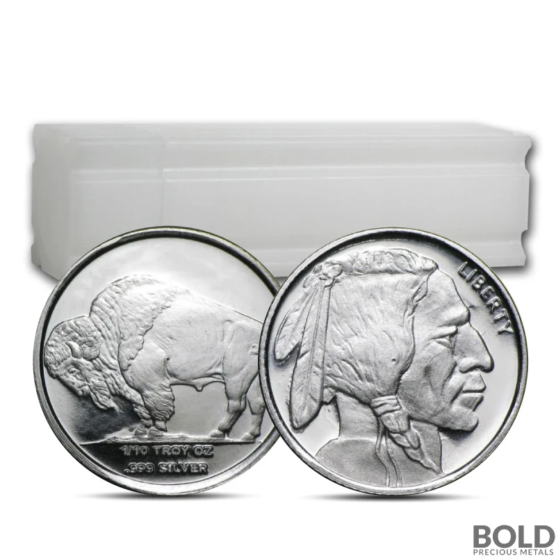 1/10 oz Buffalo Silver Round - Lot, Roll, or Tube of 50 Pieces