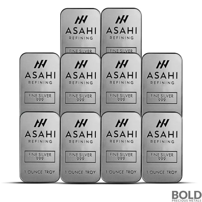 1 oz Asahi Silver Bar (Lot of 10)