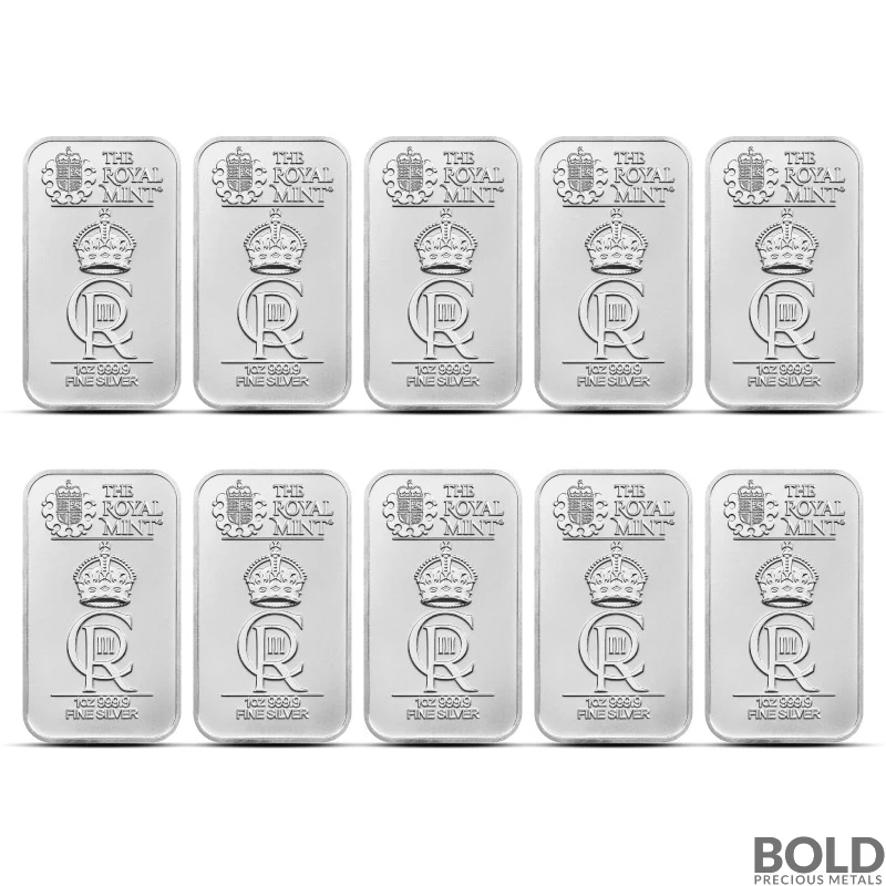 1 oz Great Britain Royal Celebration Silver Bar - Lot of 10 (Plastic ...