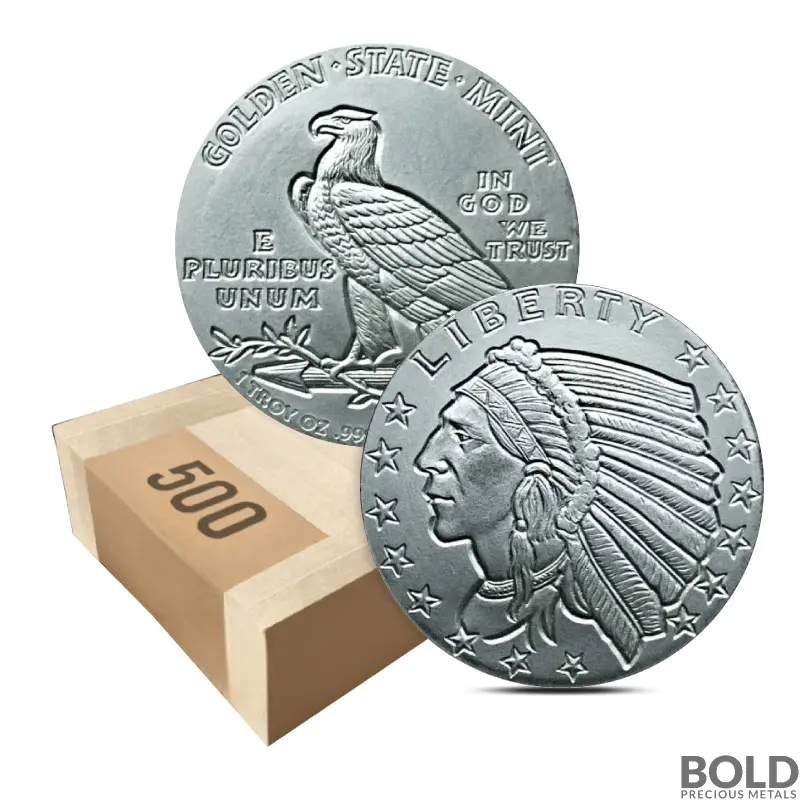 1 oz Incuse Indian Silver Round .999 Fine - Box of 500
