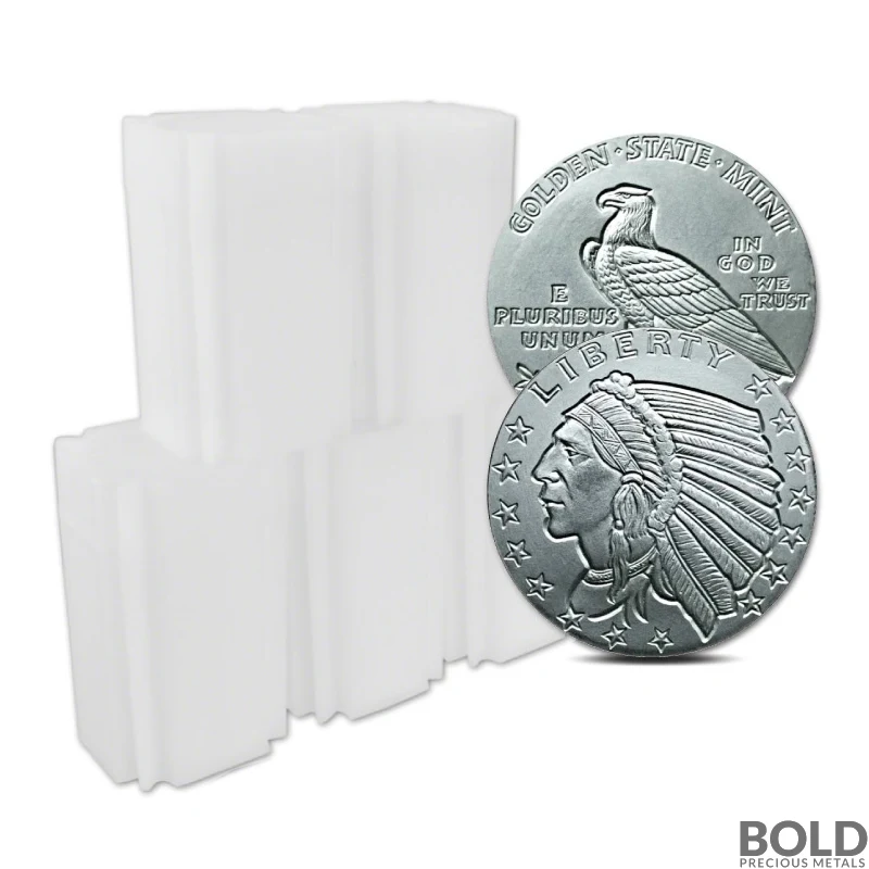 1 oz Incuse Indian Silver Round .999 Fine - 100 Pieces in 5 Tube