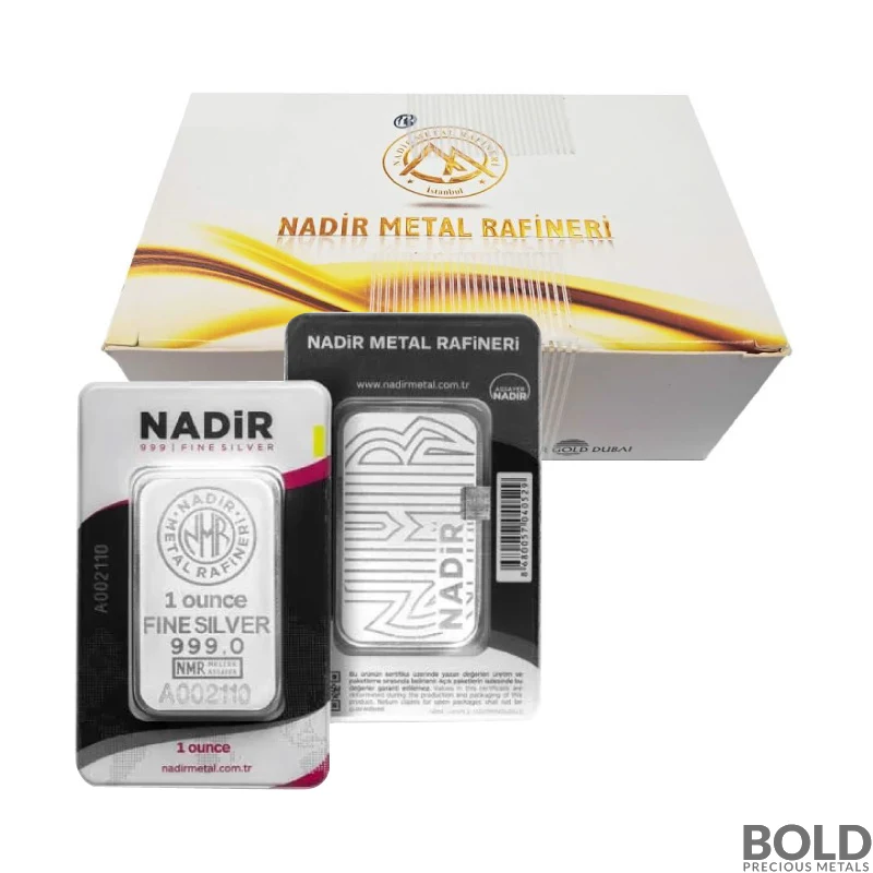1 oz Nadir Refinery Silver Bar .999 Fine (In Assay) - Box of 35