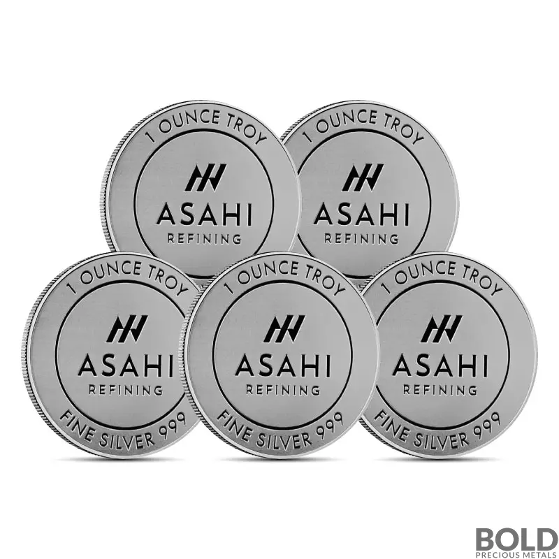 1 oz Asahi Logo Silver Round (Lot of 5)