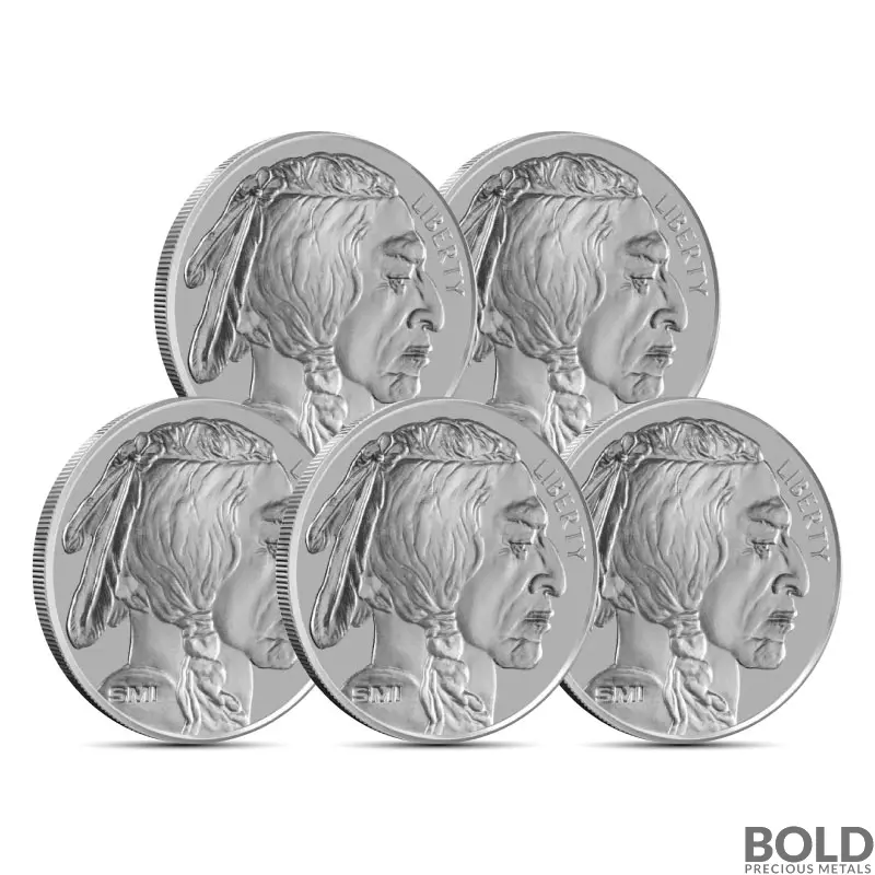 1 oz Sunshine Mint Buffalo Silver Round (Lot of 5)
