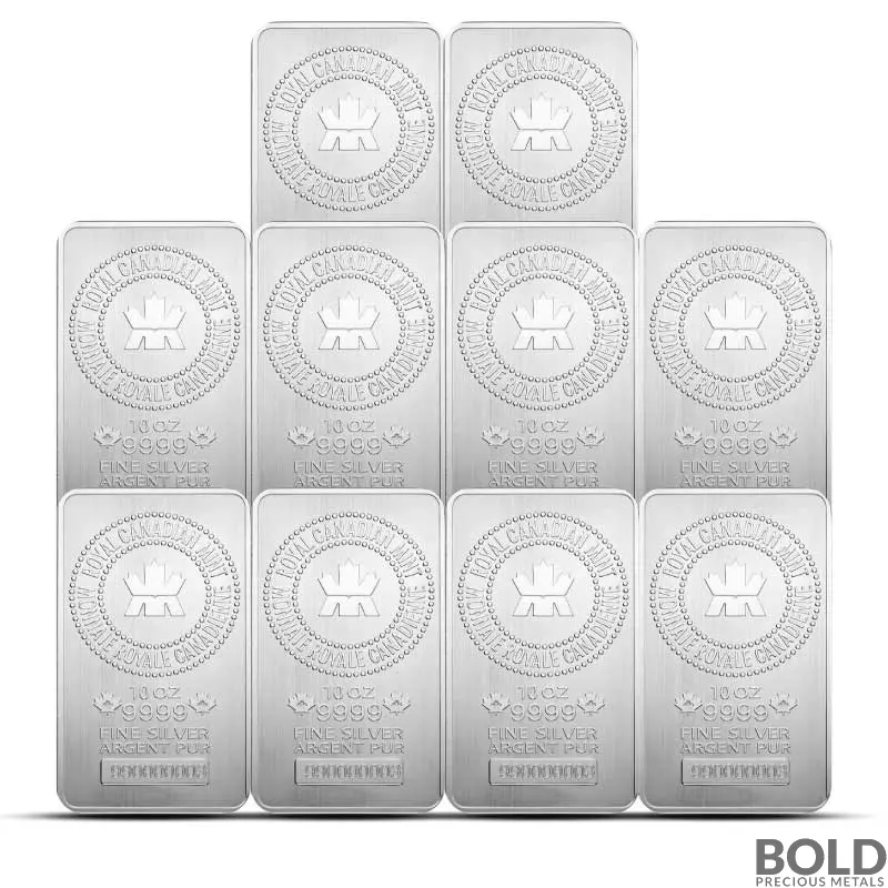 10 oz RCM Silver Bar (Lof of 10)
